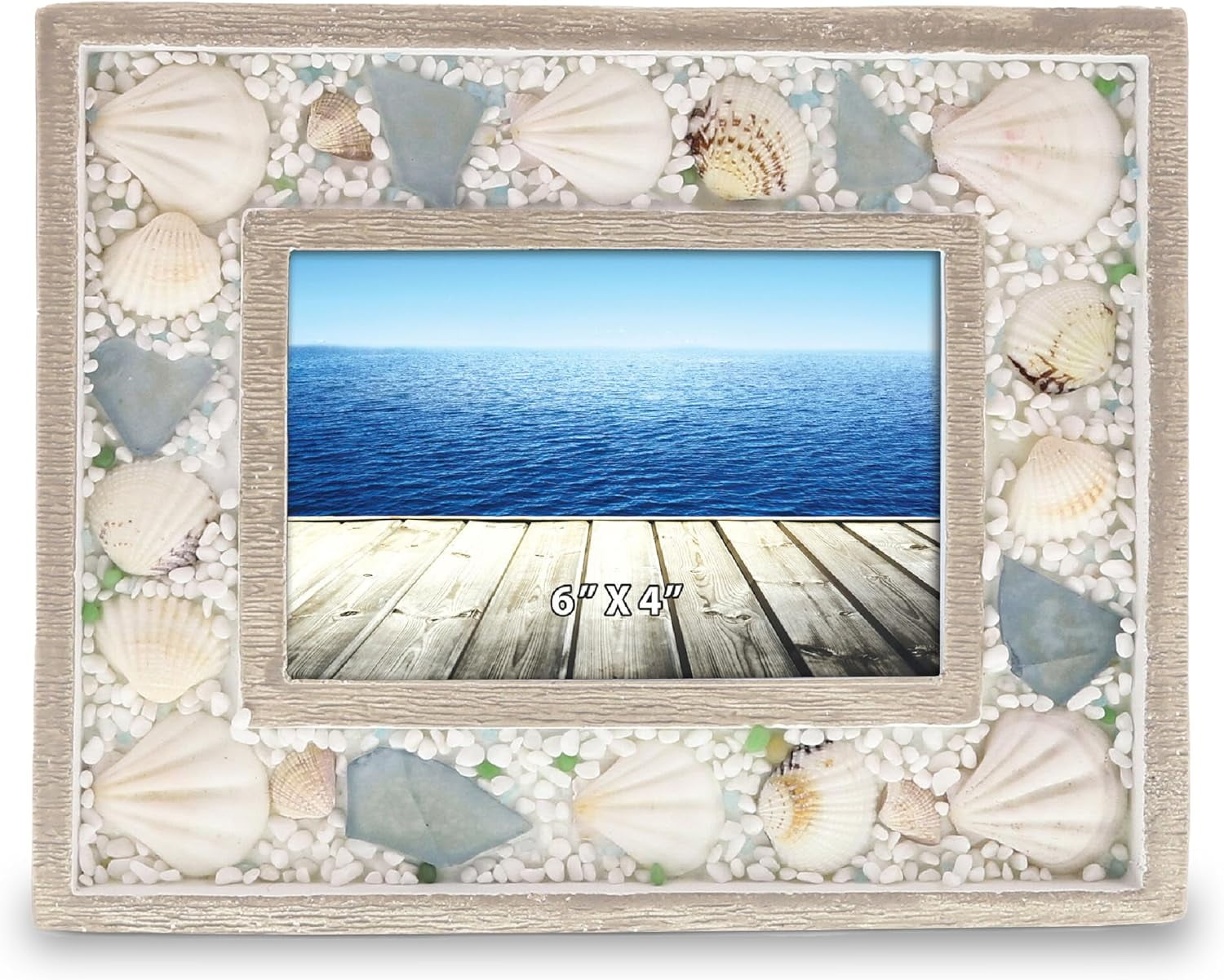 CoTa Global Oceanic Sea Shell Beach 6x4 Frame - Distressed Wood ...