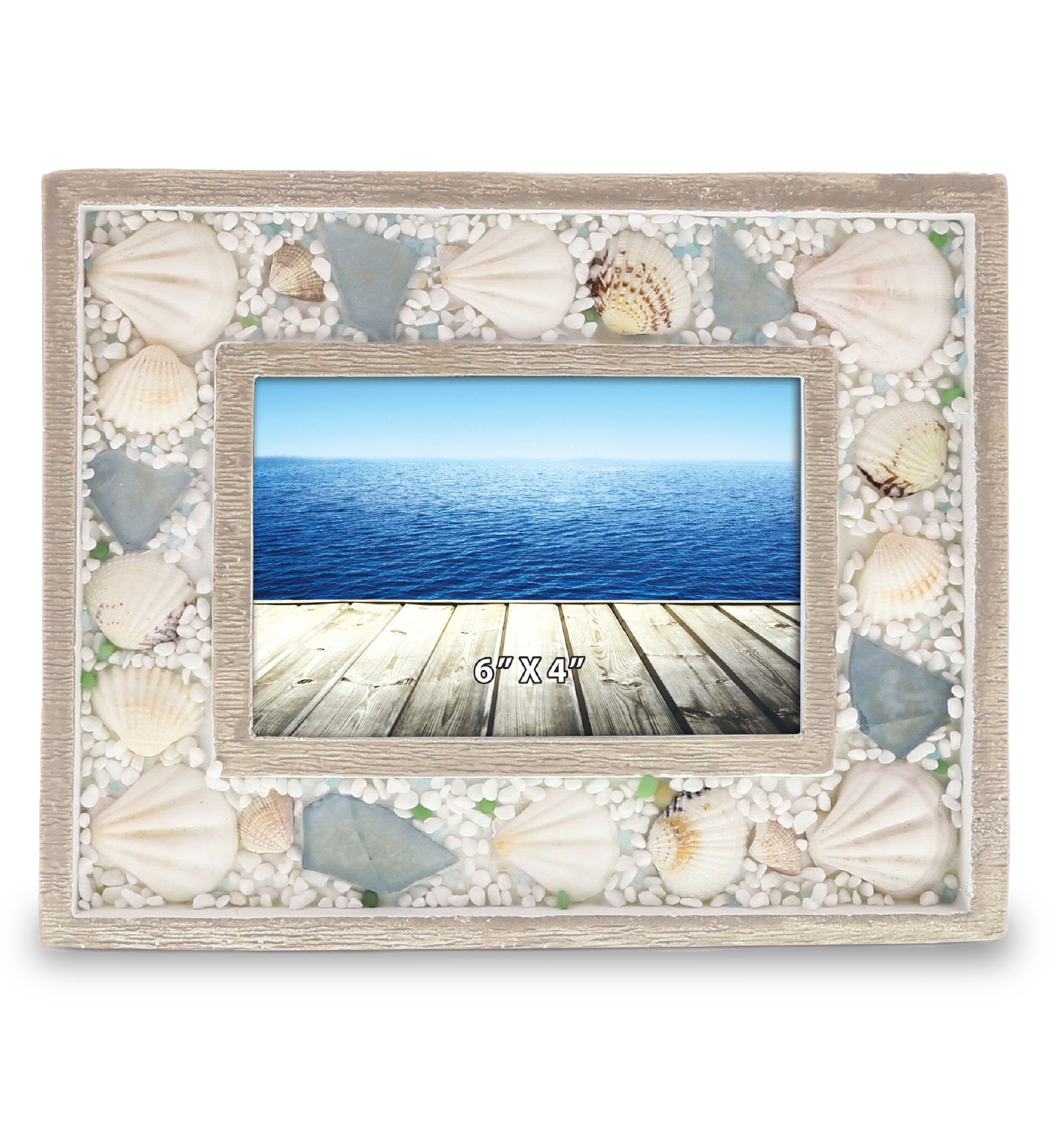 CoTa Global Oceanic Sea Shell Beach 6x4 Frame - Distressed Wood ...