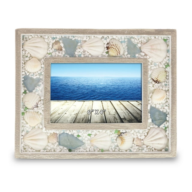 CoTa Global Oceanic Sea Shell Beach 6x4 Frame - Distressed Wood ...