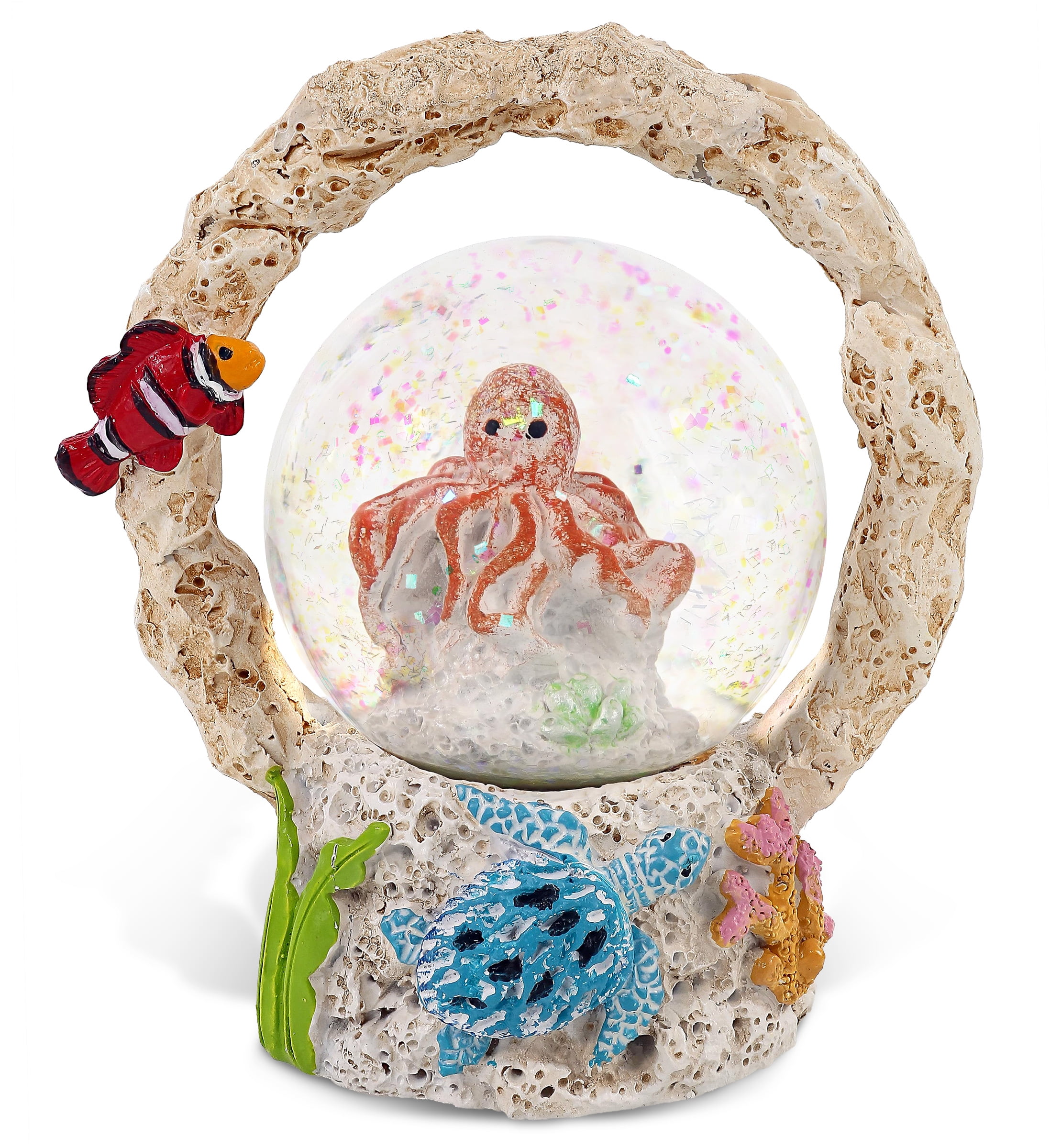 CoTa Global Octopus Coral Snow Globe Decor - Elegant Pink Sparkle ...