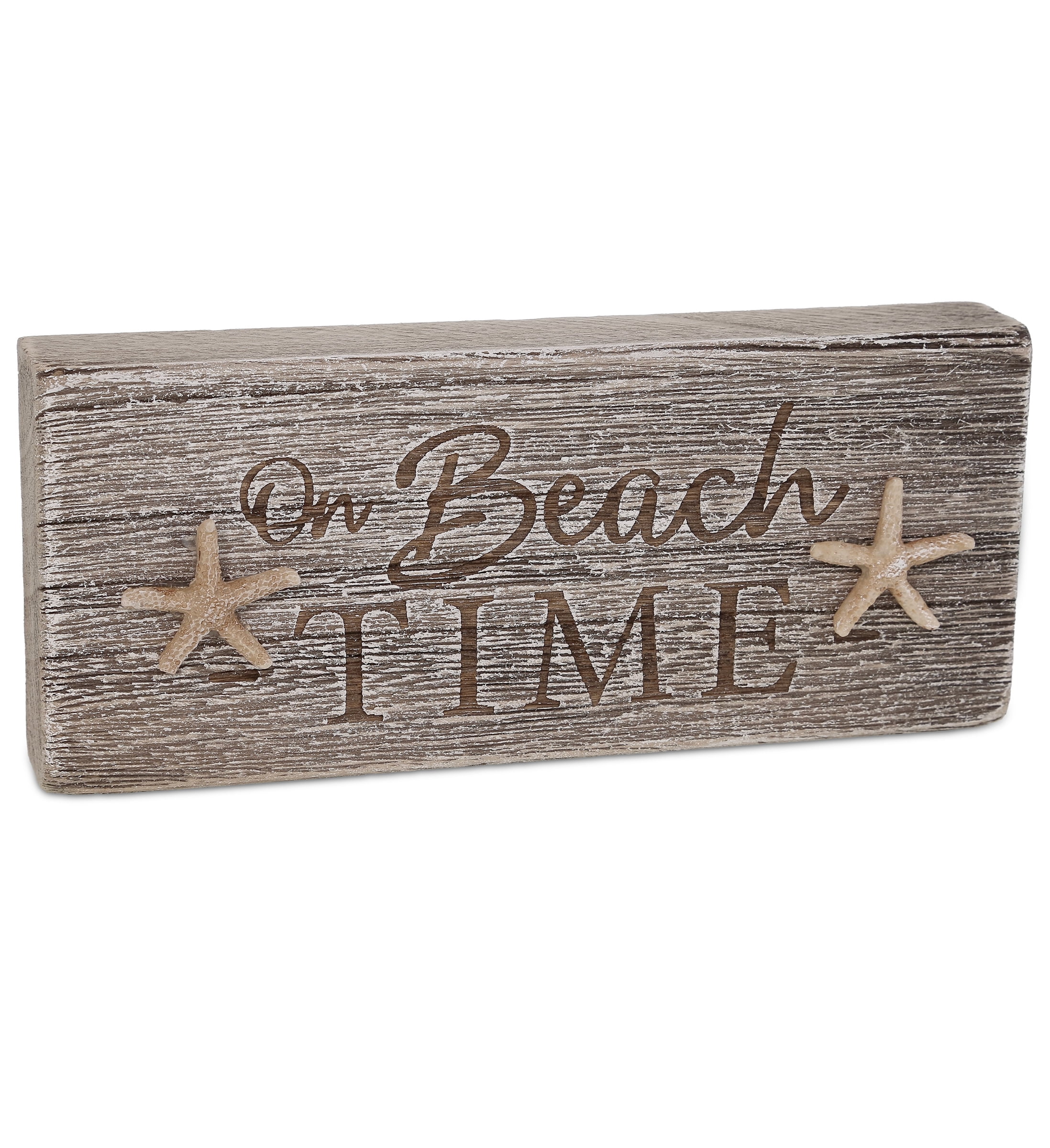 CoTa Global On Beach Time Driftwood Block Sign - Handcrafted Wood Beach ...