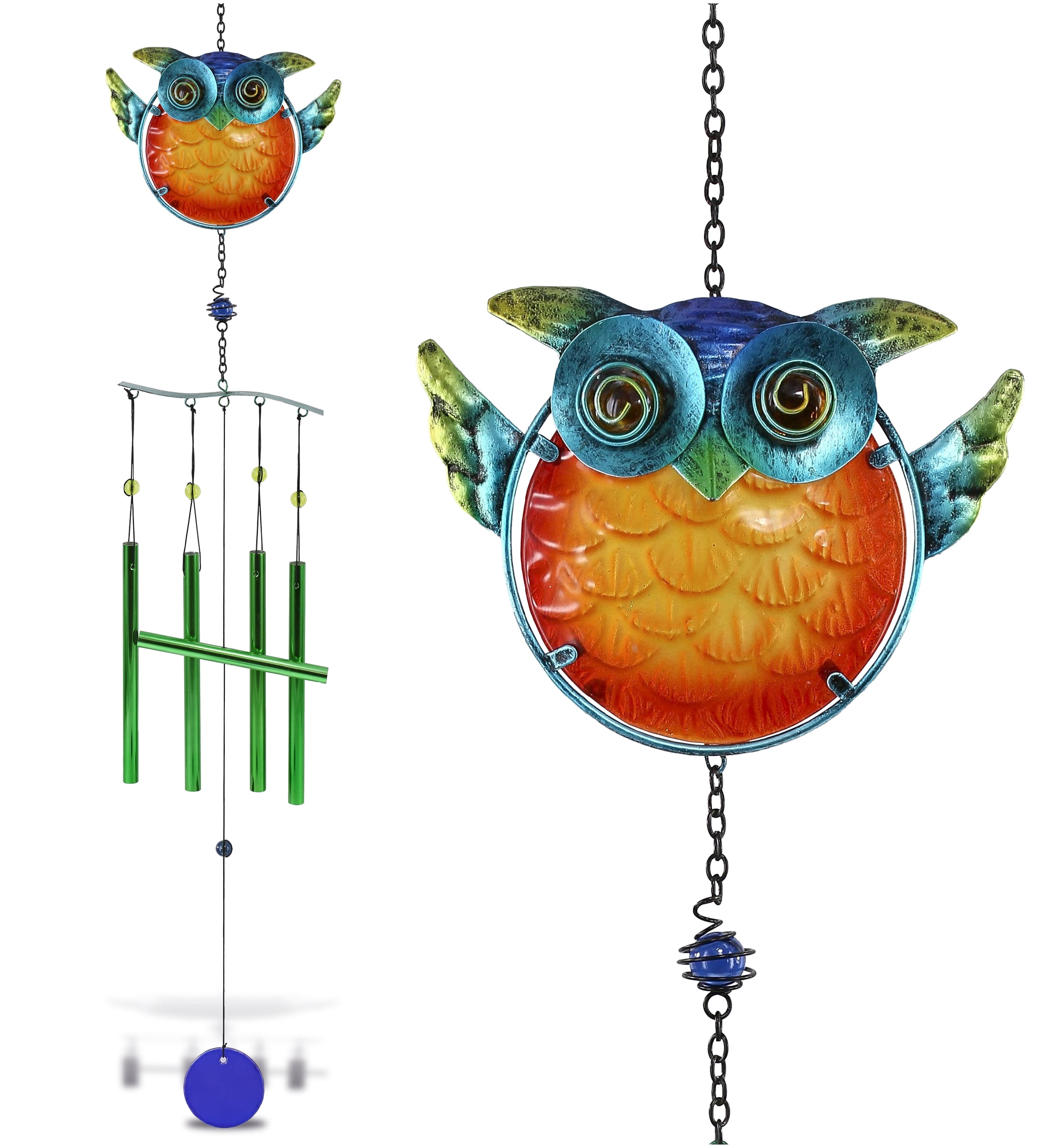 CoTa Global Owl Wind Chime - Handmade Glass and Metal Chime - Bird Wild ...