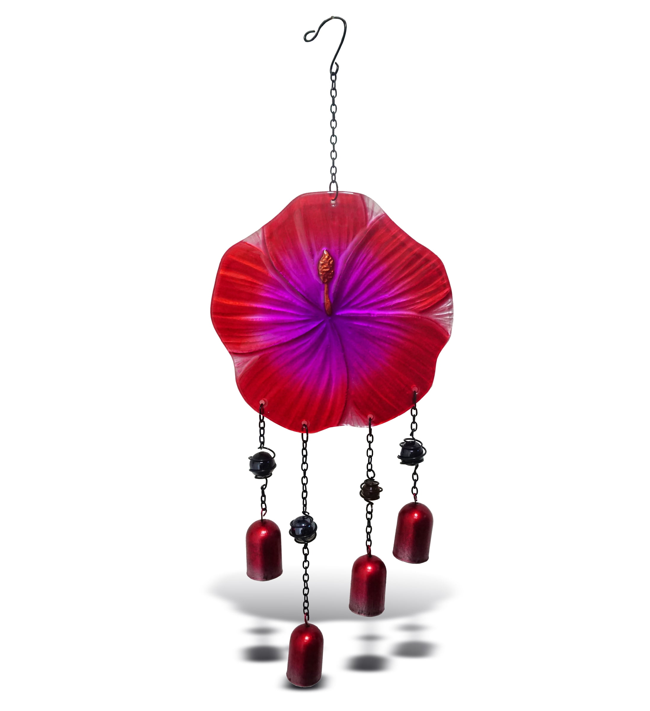 CoTa Global Red Flower Wind Chime - Handmade Glass & Metal Chime ...