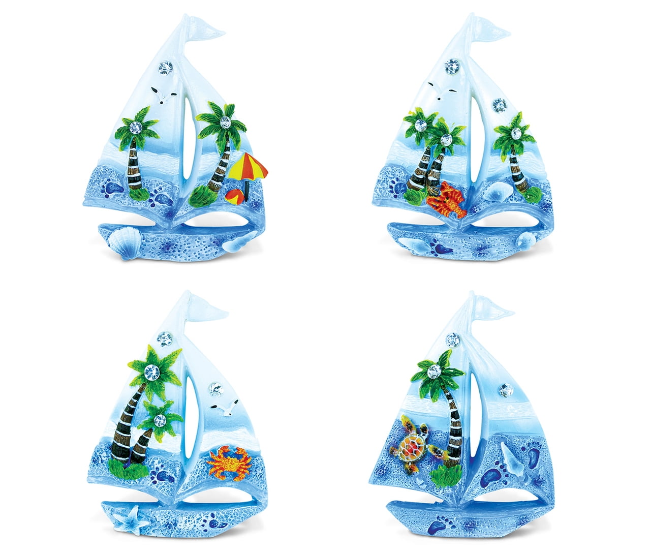CoTa Global Sailing Boat Refrigerator Blue Sand Magnets Set of 4 ...