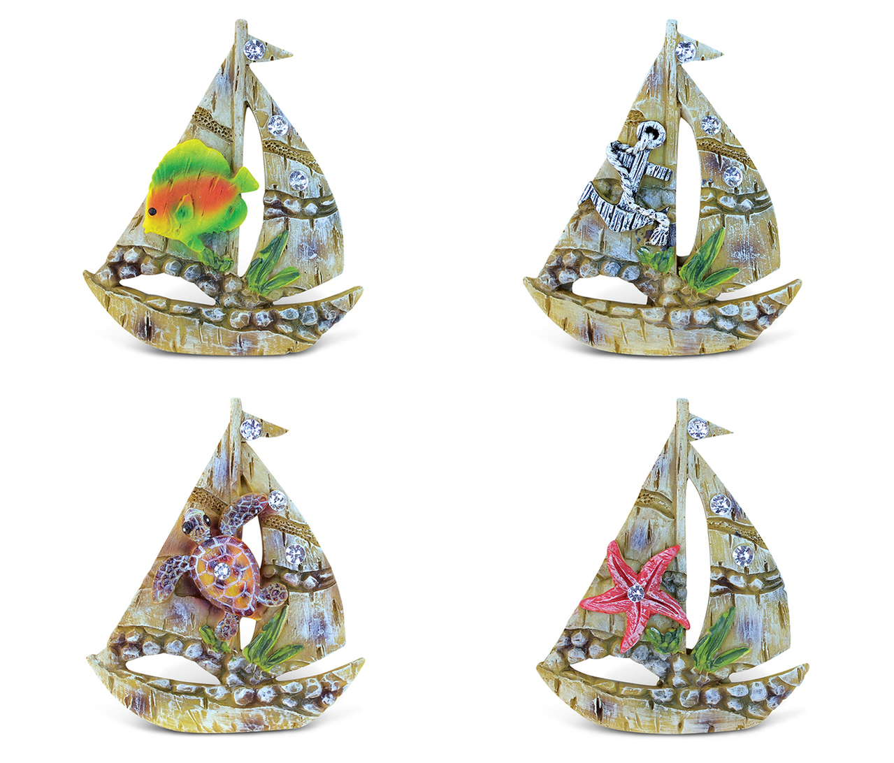 CoTa Global Sailing Boat Refrigerator Rockstone Magnets Set of 4 ...