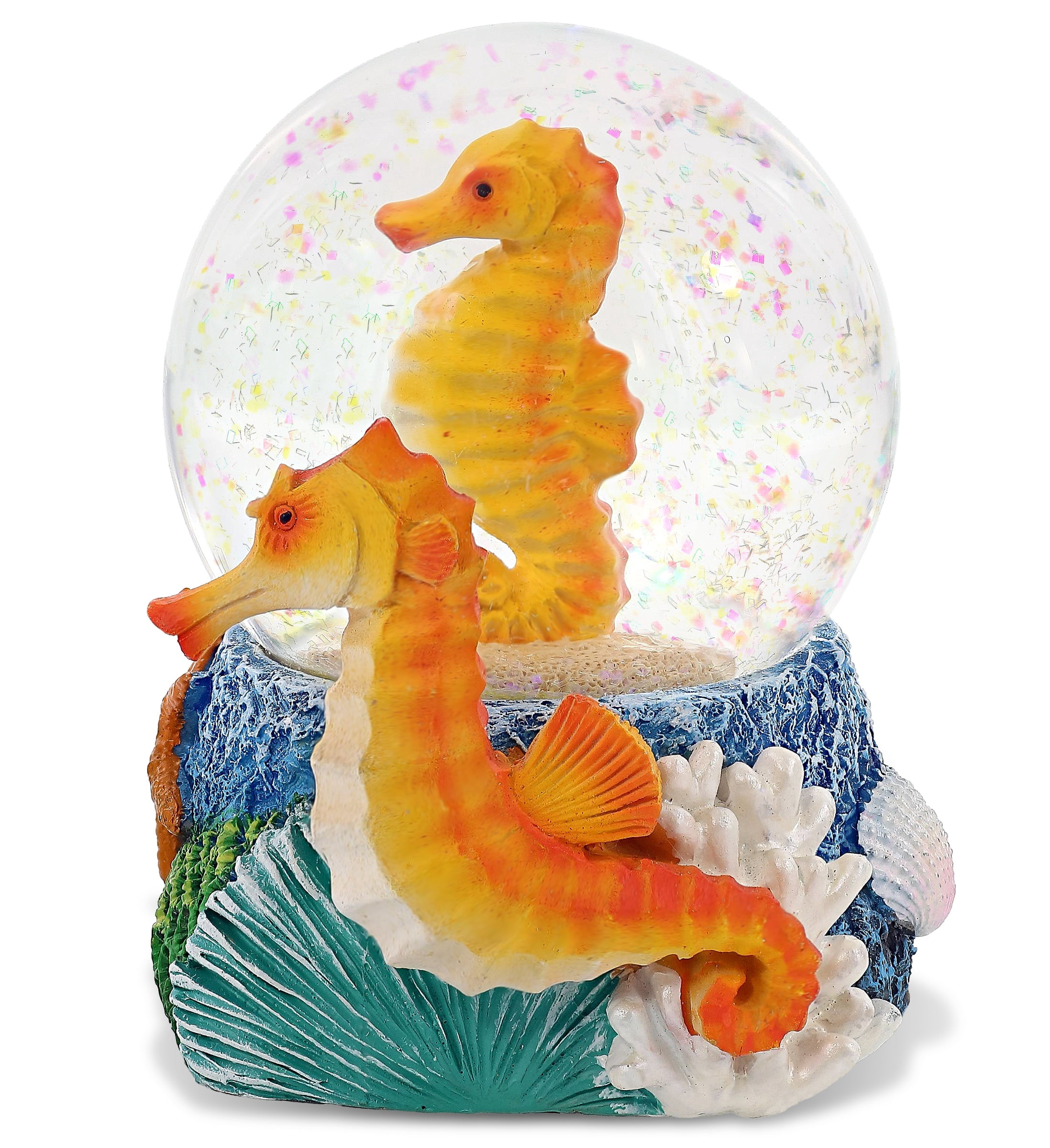 CoTa Global Seahorse Snow Globe Decor - Elegant Pink Sparkle Glitter ...