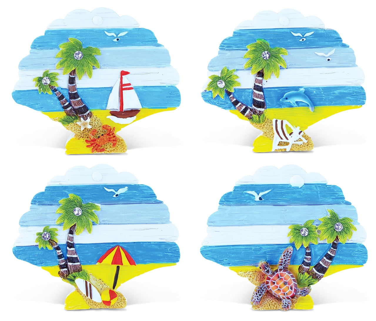 CoTa Global Shell Refrigerator Beachwood Magnets Set of 4 - Assorted ...