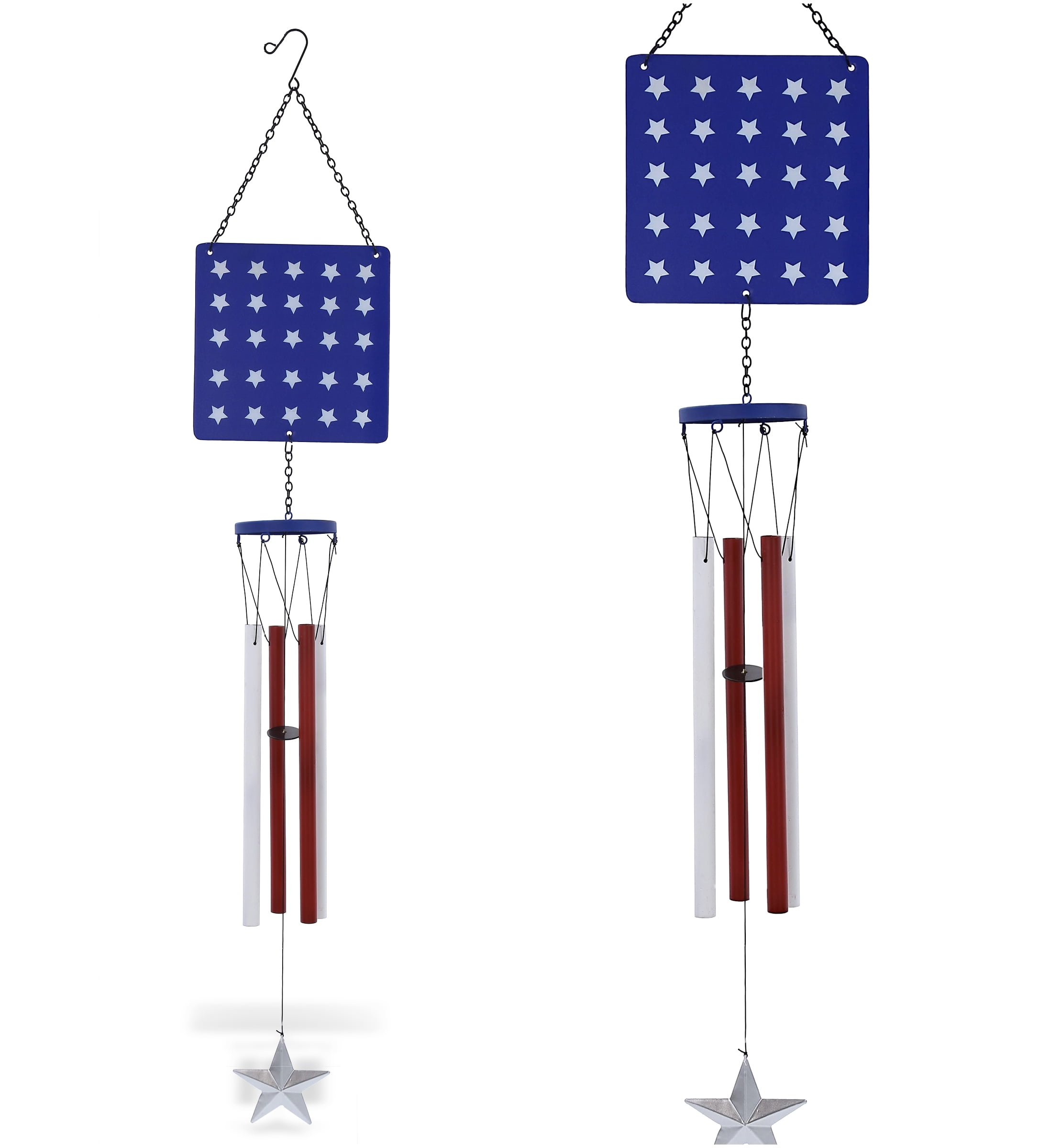 CoTa Global USA Flag Glass Stars Wind Chime - American Flag Patriotic ...