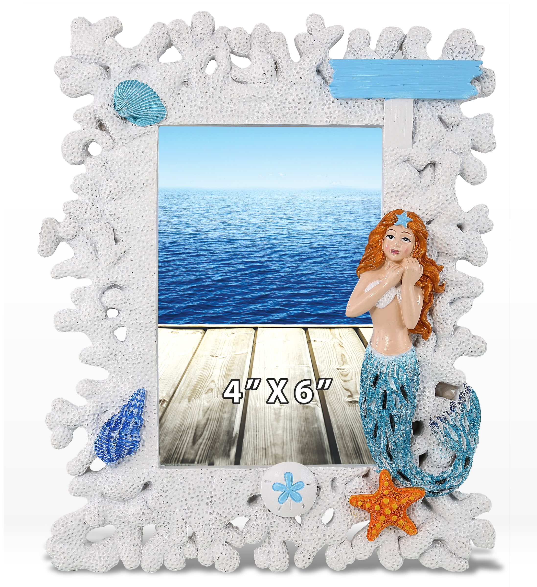 CoTa Global White Coral Mermaid 4x6 Nautical Frame - White Coral Photo ...