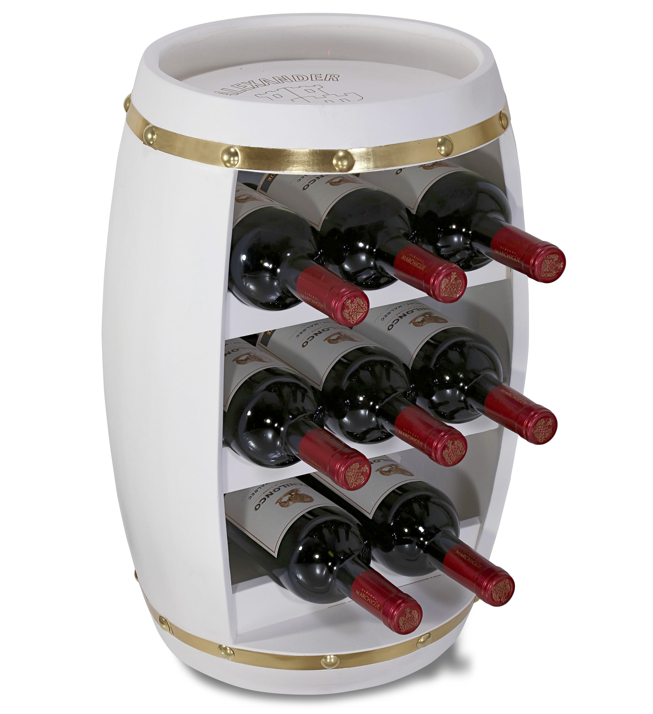 CoTa Global White and Gold Alexander Wine Rack - Freestanding Wooden ...