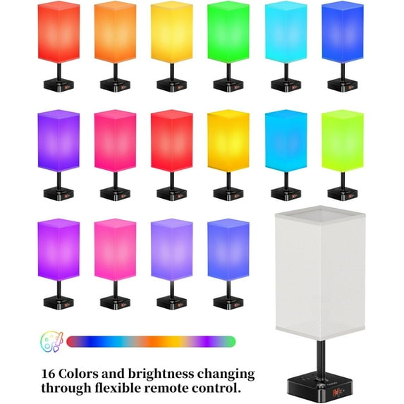 CoZoo Smart RGB Bedside Table Lamp with USB Charging Ports and 2 AC ...