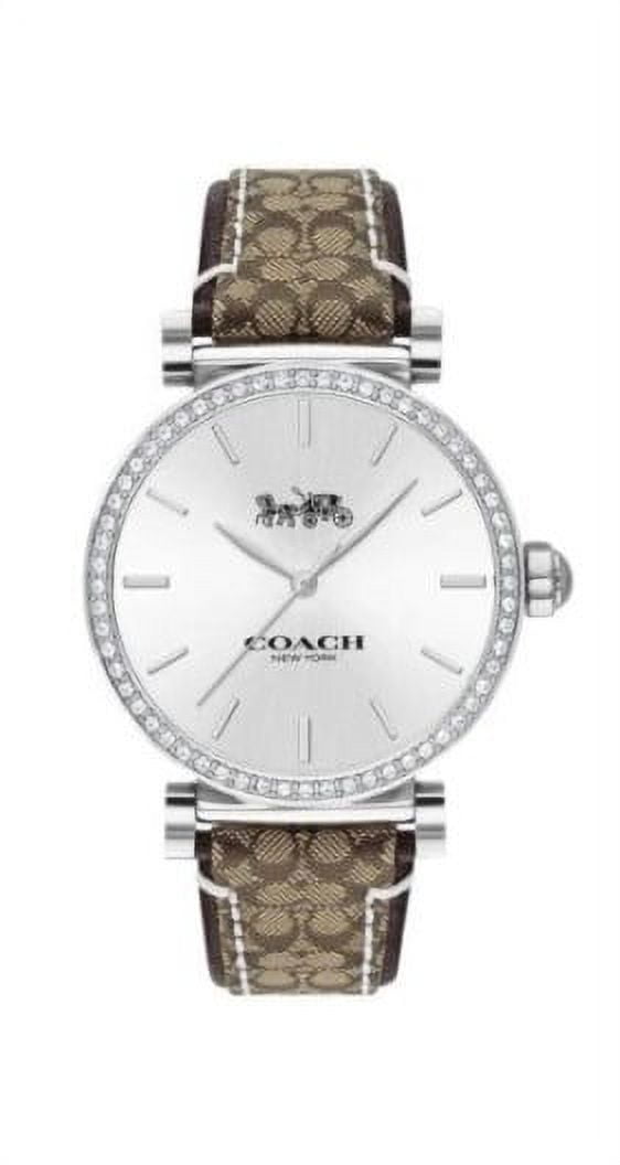 Coach Women's Watch with Silver Tone Dial, Brown Logo Band, 34mm Case ...