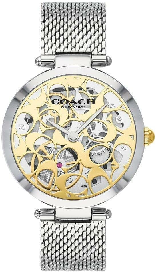 Coach (14503596) Park Women's Silver Tone Mesh Gears Logo Dial Wrist ...