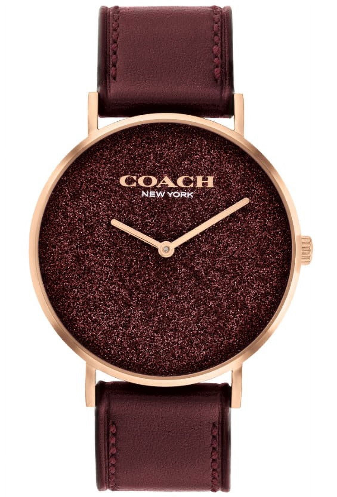 Coach Women's Perry Watch, Glitter Dial, Rose Gold Tone, Purple Leather ...