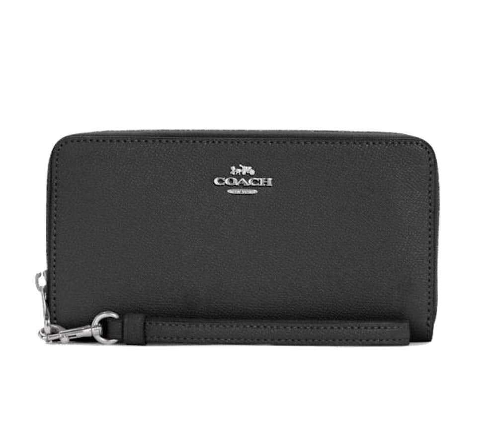 Coach Accordian Zip Phone Wallet Wristlet (SV/Black21) - Walmart.com