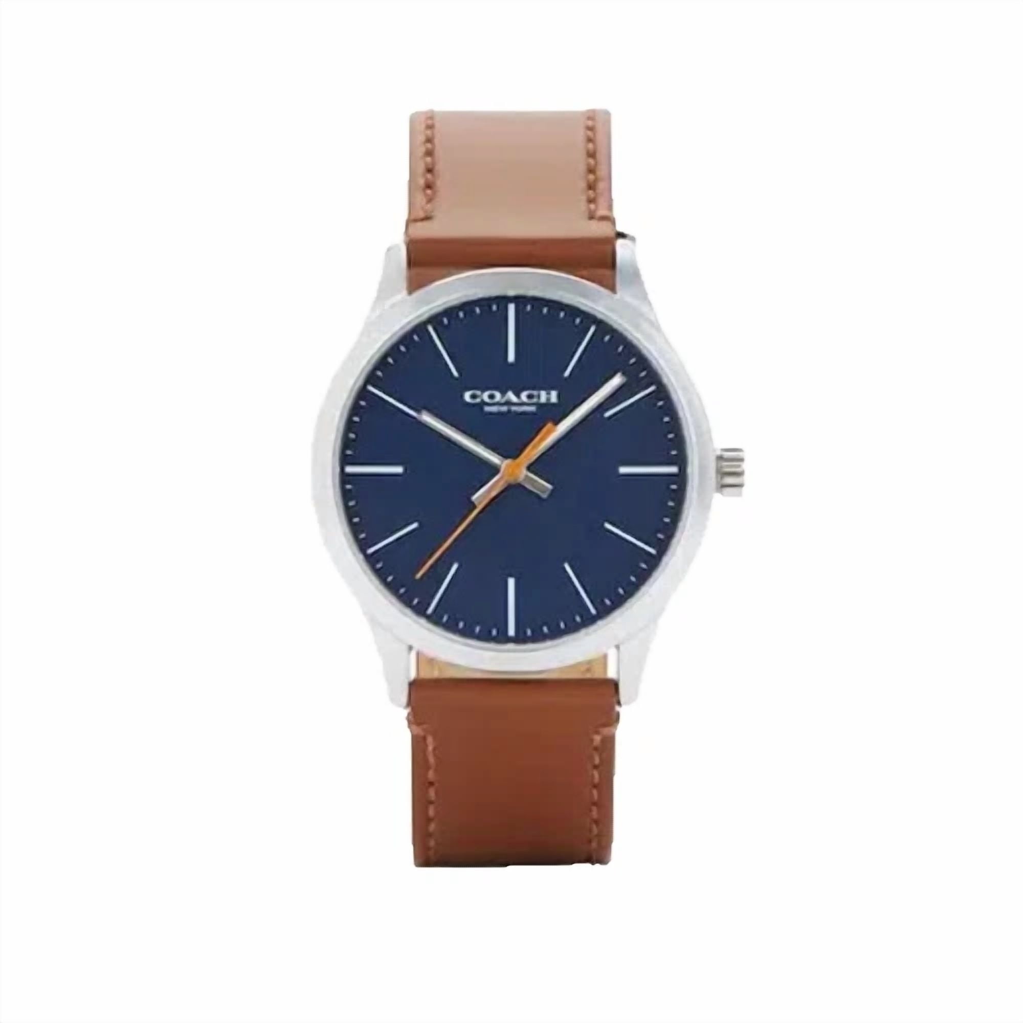 Coach Baxter 14602492 Blue Dial Brown Leather Strap Quartz 39MM Mens ...