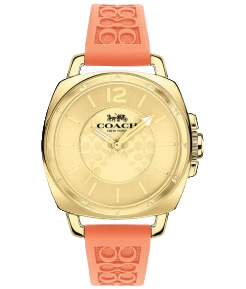 Coach Boyfriend 14504343 Gold Logo Dial Silicone Strap 34MM Womens ...