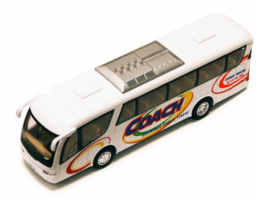 Coach Bus, White - Kinsmart 7101D - 7" Diecast Model Toy Car (Brand New ...
