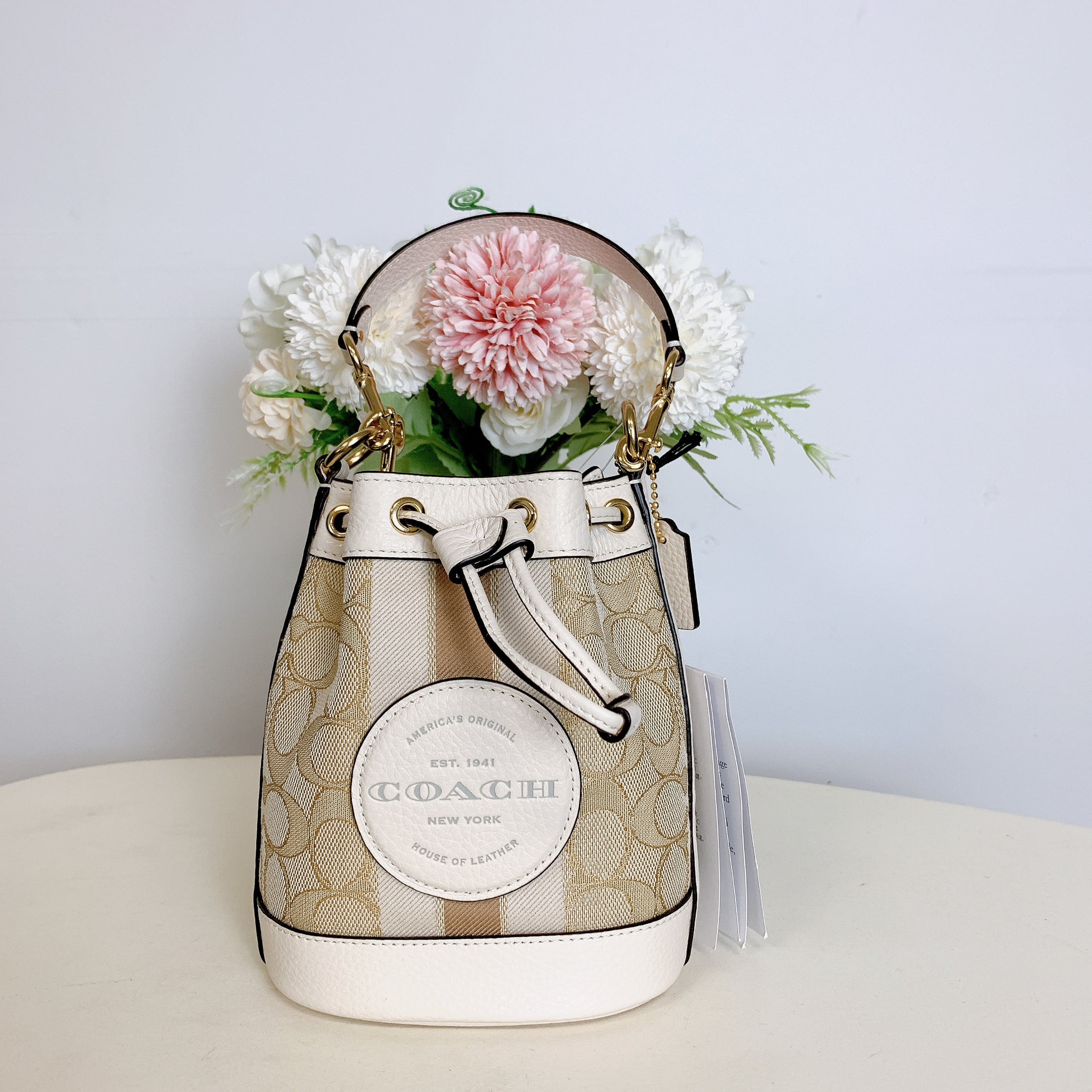 Coach C8322 Mini Dempsey Bucket Bag In Signature Jacquard IN Light ...