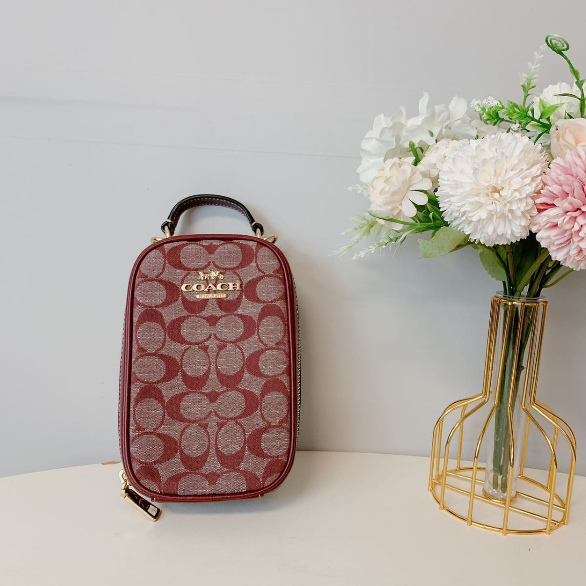 Coach Eva Phone Crossbody Bag in Signature Chambray, Wine Multi with Detachable Strap - Walmart.com