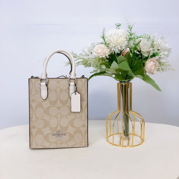 Coach CJ494 North South Mini Tote In Signature Canvas IN LIGHT KHAKI ...