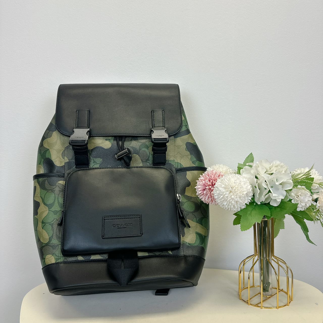 Coach CL943 Track Backpack In Signature Canvas With Camo Print IN Green ...