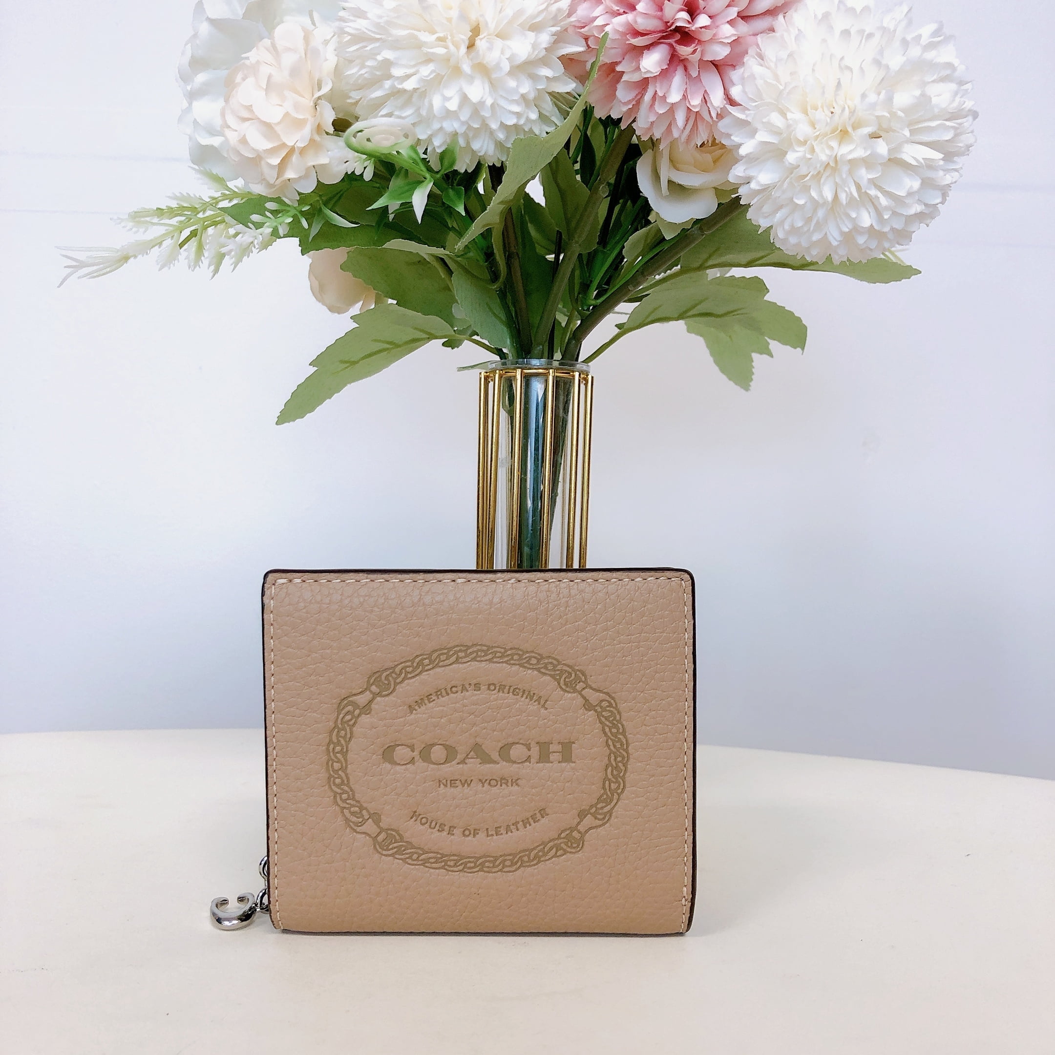 Coach CM216 Snap Wallet With Coach Heritage IN Taupe - Walmart.com