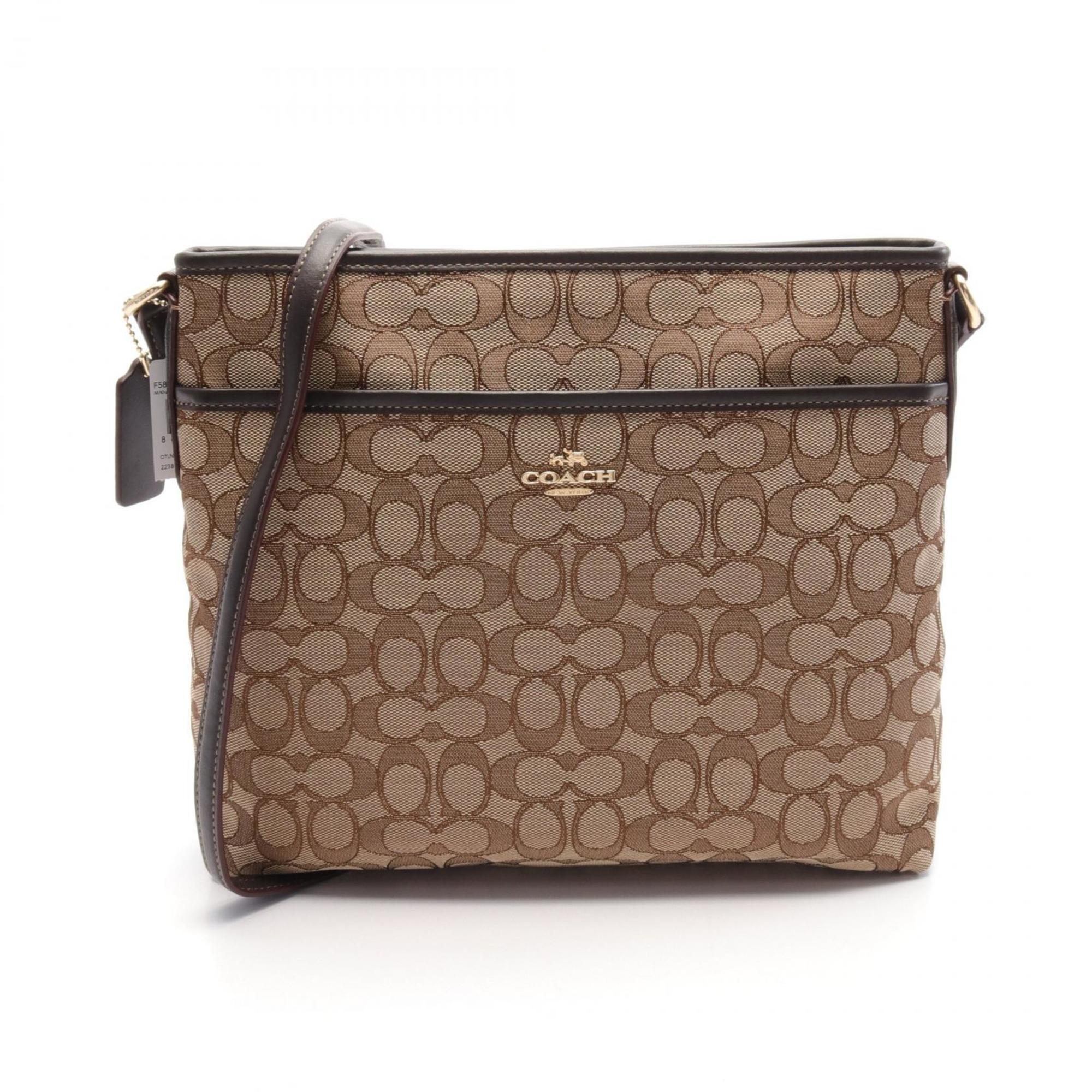 Pre-Owned Coach COACH Outline Signature Shoulder Bag Canvas Leather ...