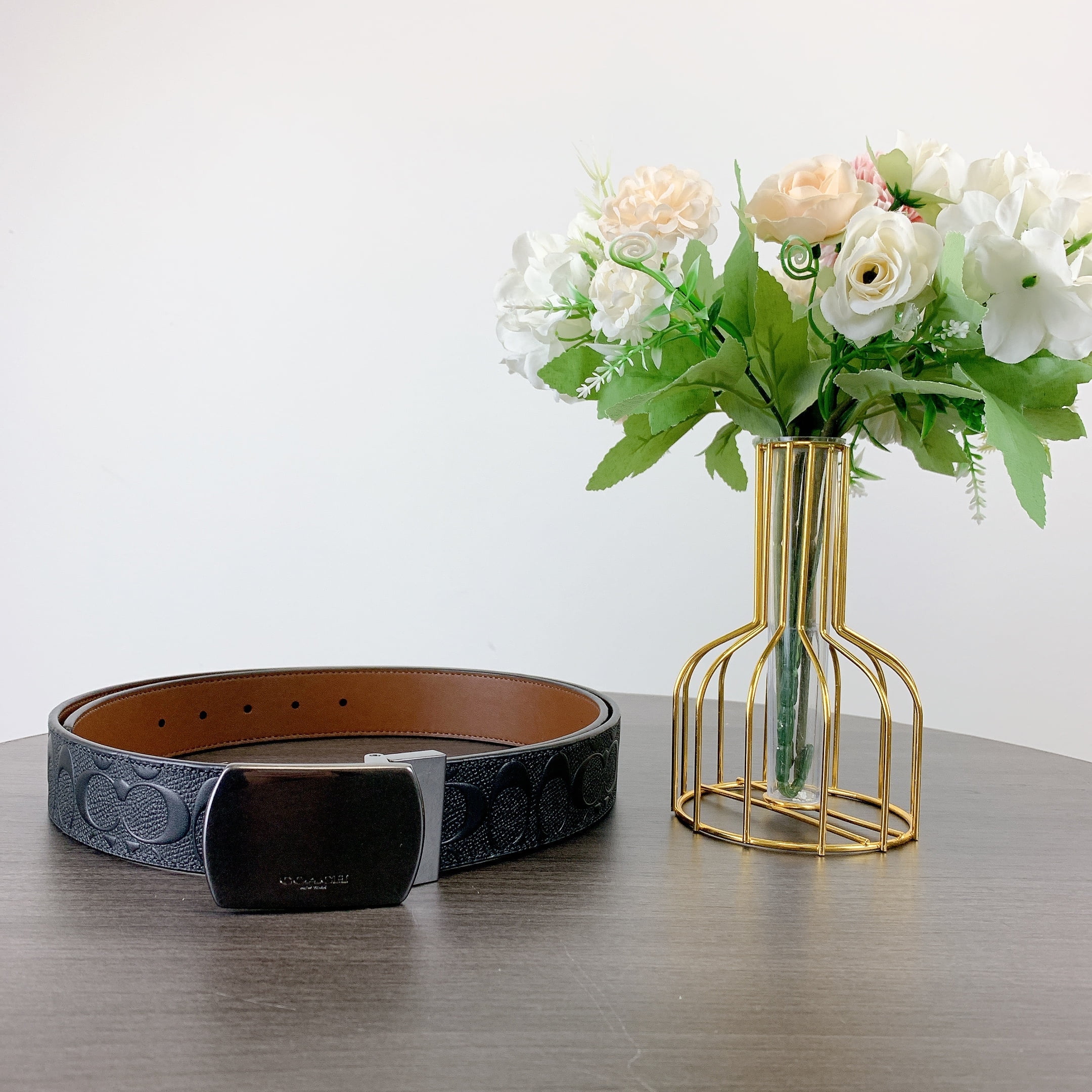 Coach CQ009 Plaque Buckle Cut To Size Reversible Belt, 38 Mm IN Black - Walmart.com