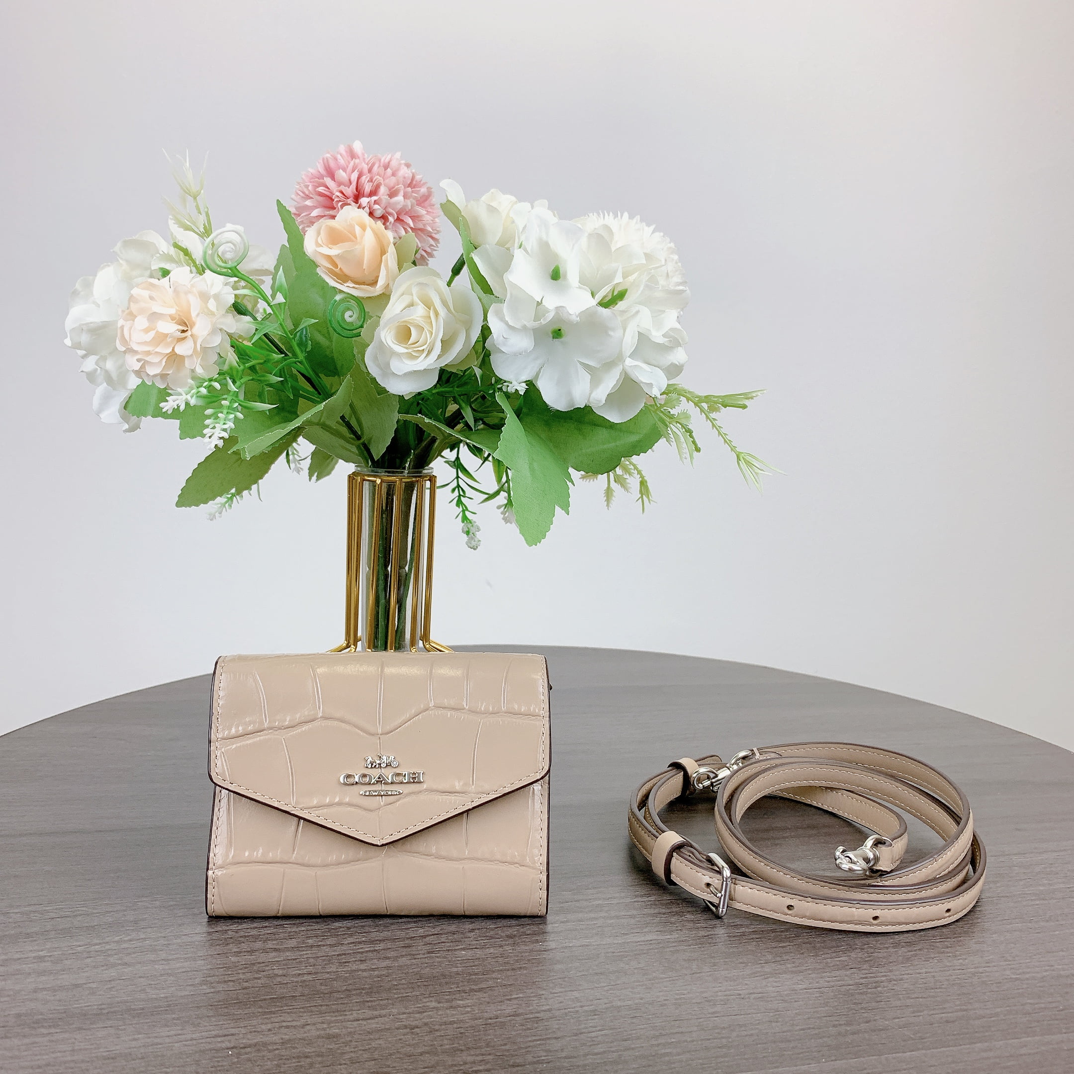 Coach CU175 Mini Envelope Wallet With Strap IN Stone - Walmart.com