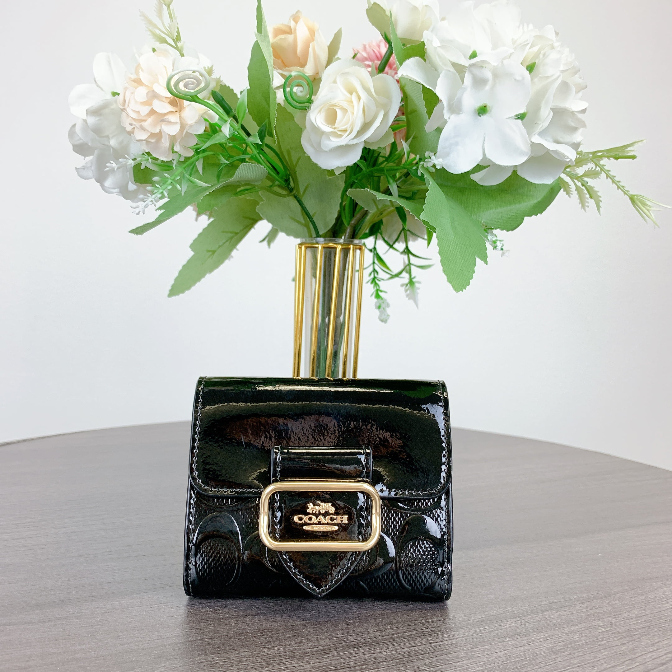 Coach Women's Small Morgan Snap Wallet in Signature Patent Leather ...