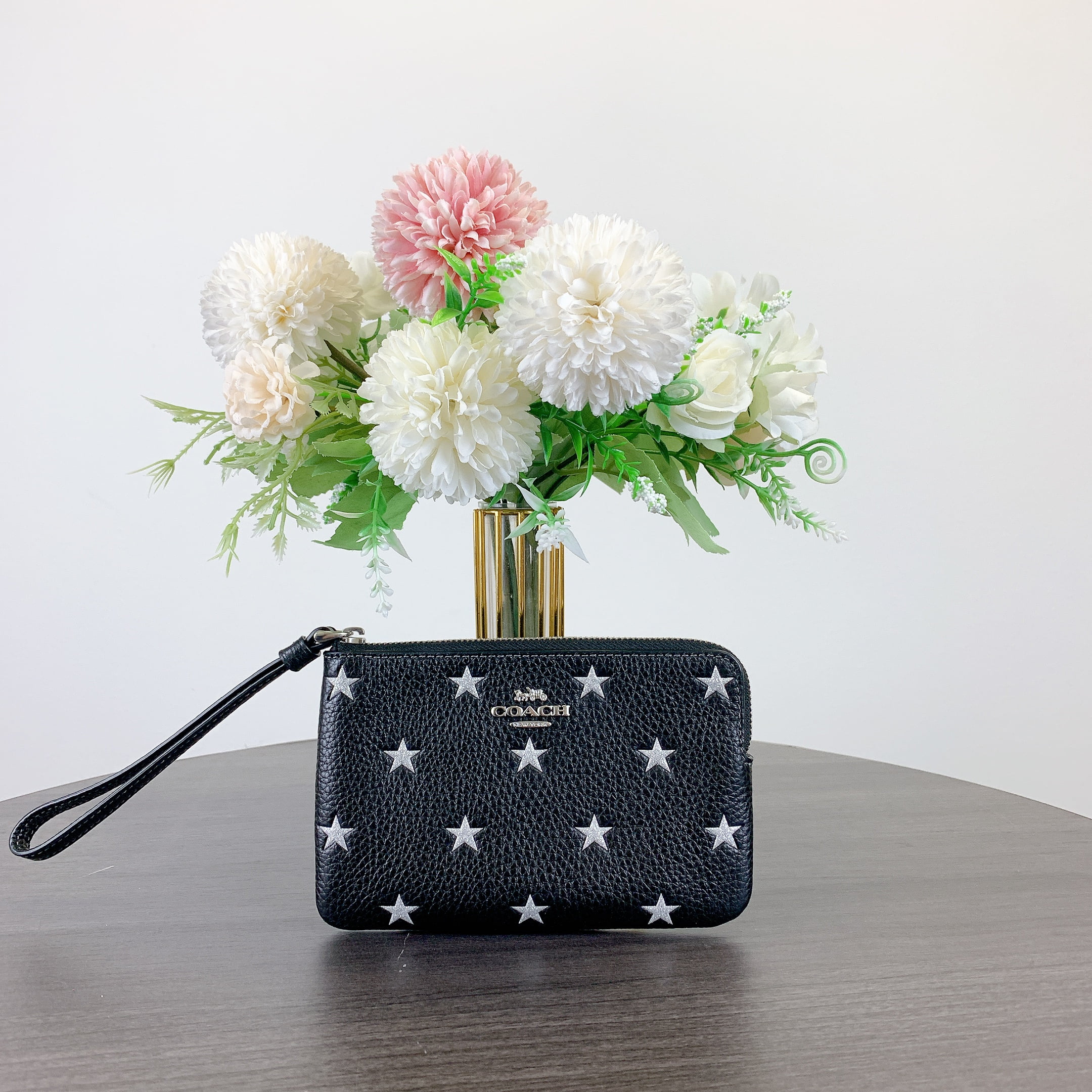 Coach CW865 Corner Zip Wristlet With Star Print IN BLACK MULTI ...
