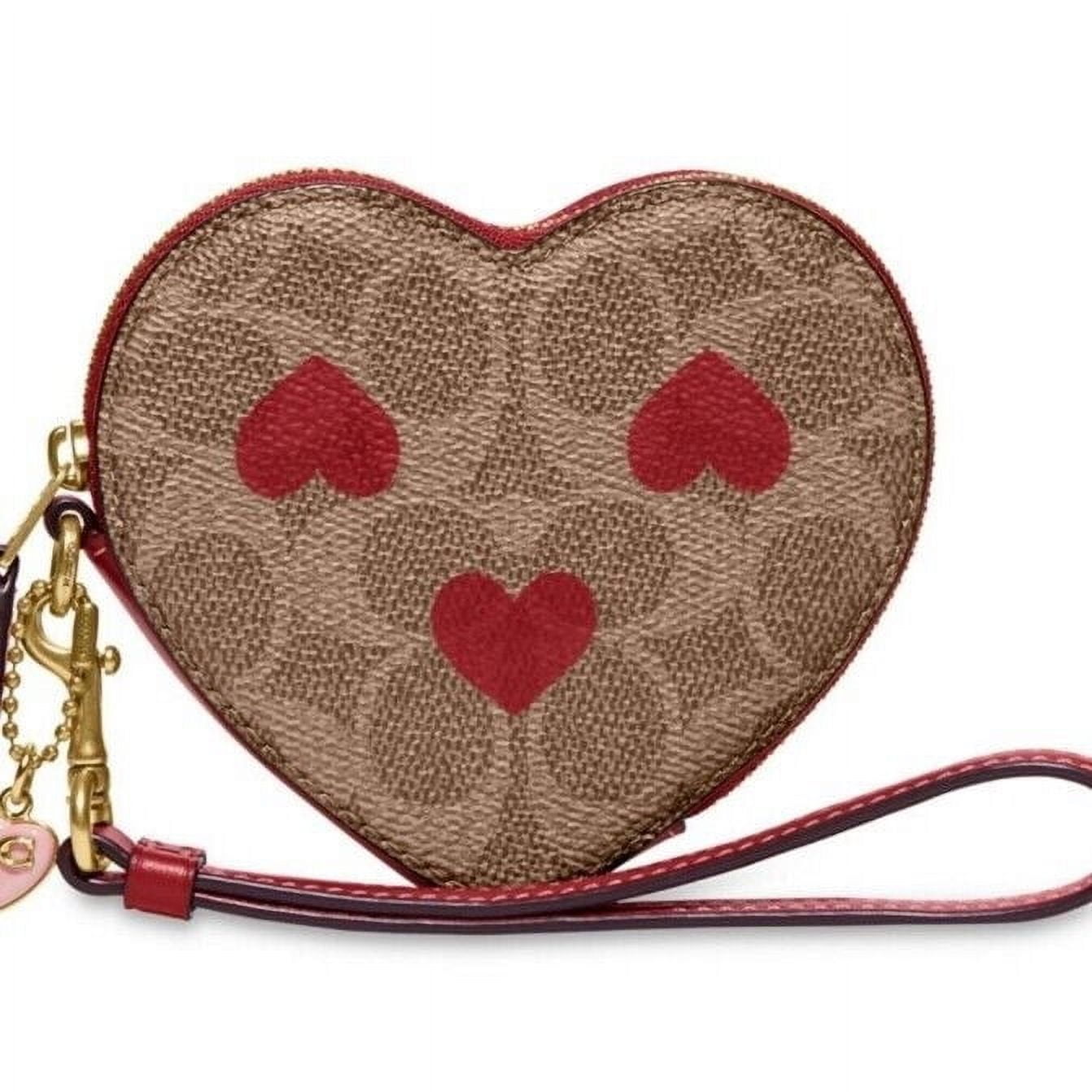 Coach Women’s leather Heart-Shaped Canvas Heart Print Heart Wristle ...