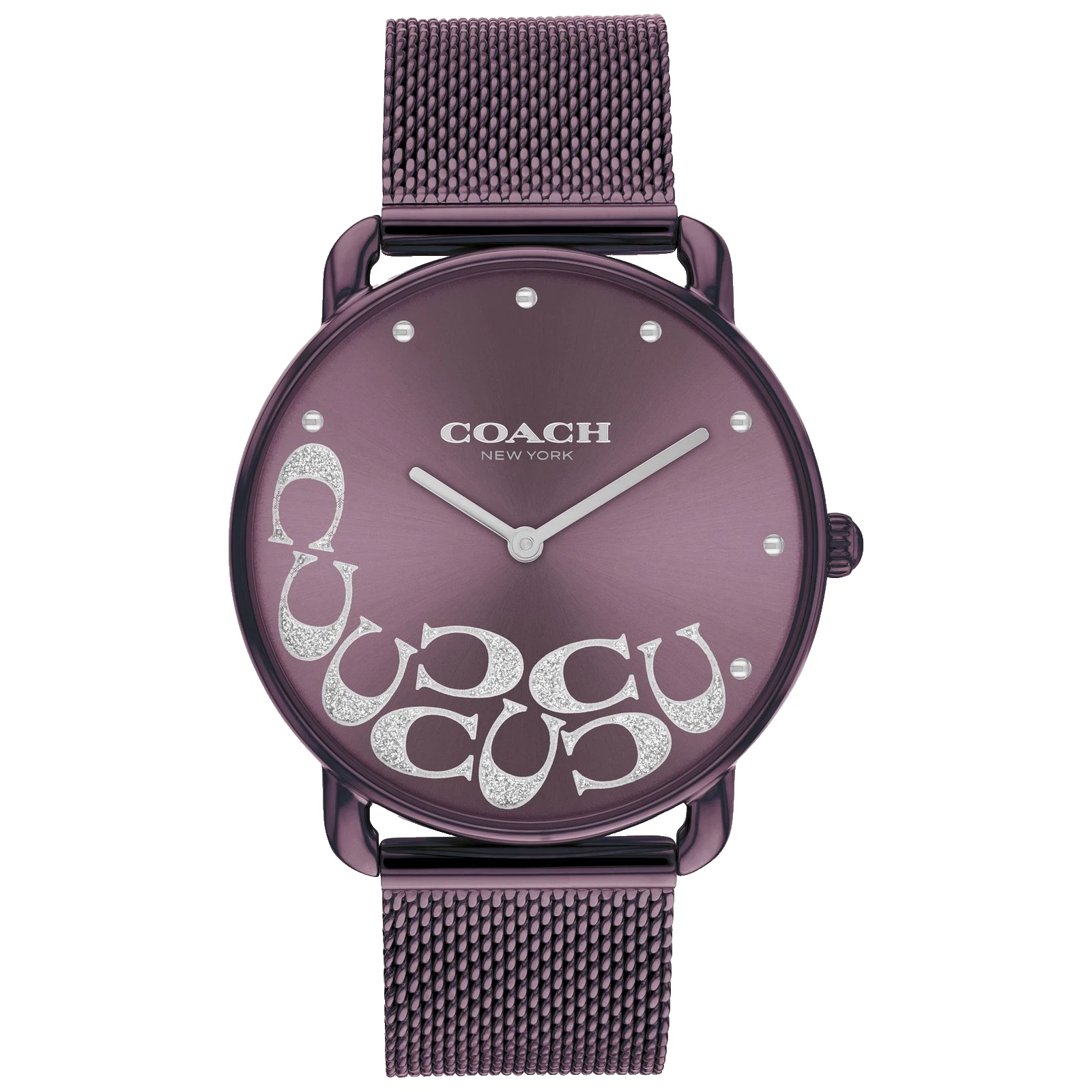 Coach Elliot 14604339 Purple Dial Stainless Steel Mesh Band 36MM Mens ...