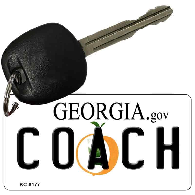 Coach Georgia State License Plate Tag Novelty Key Chain KC-6177 3" x 1. ...