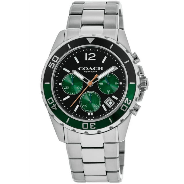 Coach Kent Black & Green Chronograph Dial Steel Men's Watch 14602557 ...