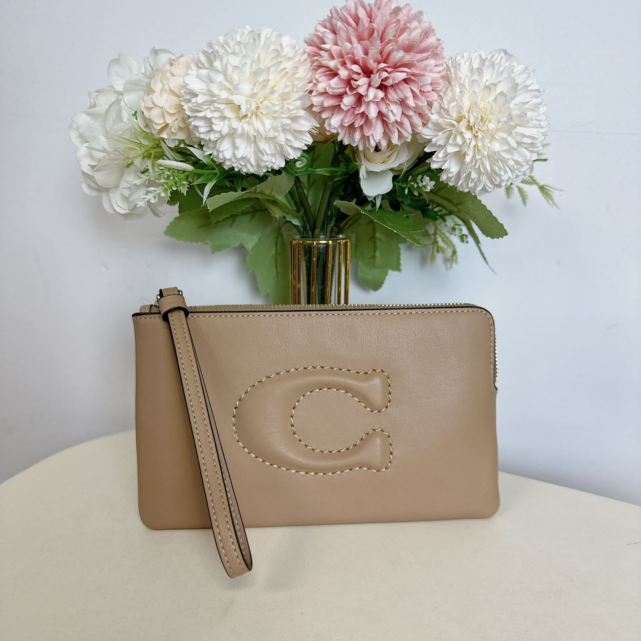 Coach Large Corner Zip Wristlet (Taupe) - Walmart.com