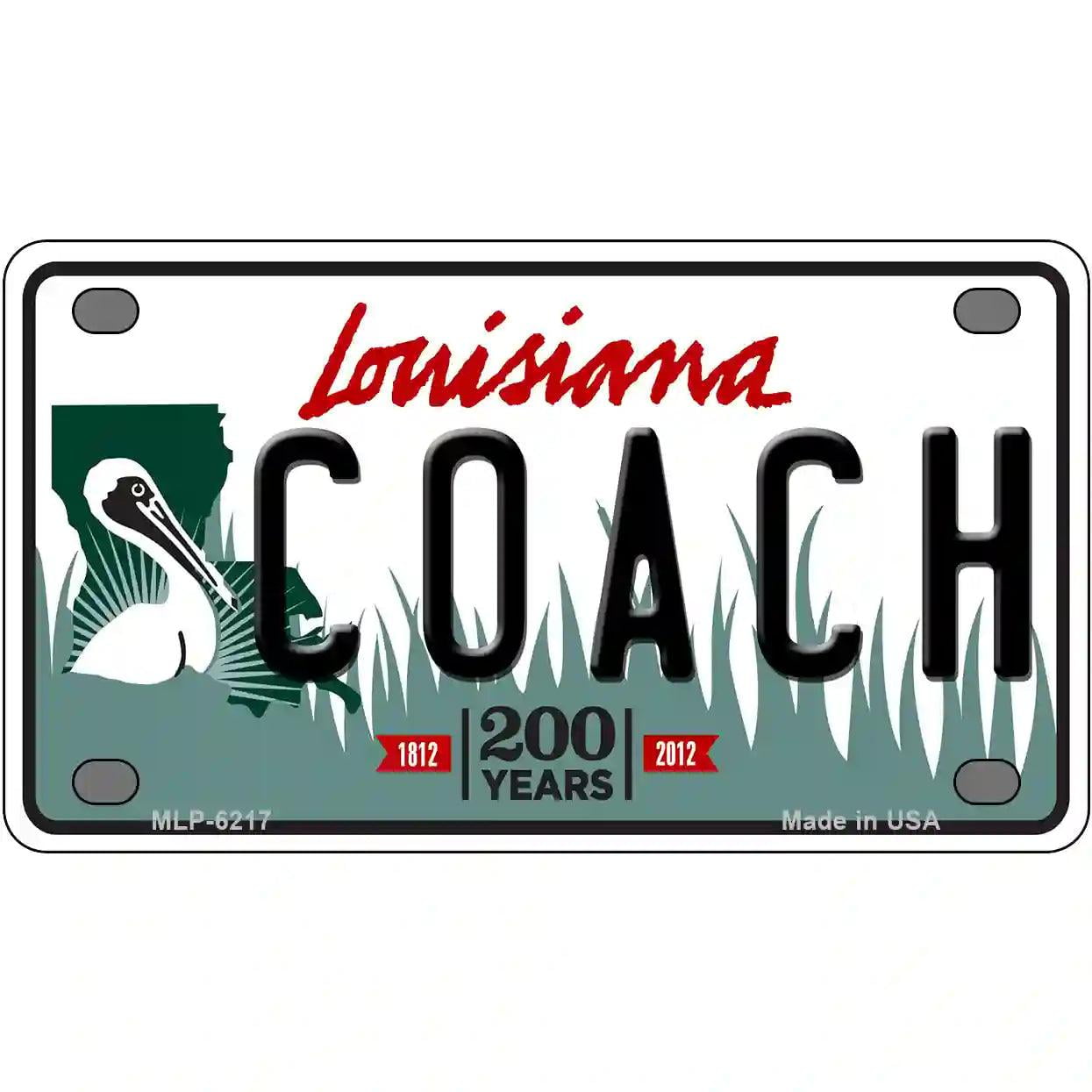 Coach Louisiana Novelty Metal License Plate 4" x 2.2" Mini (MLP ...