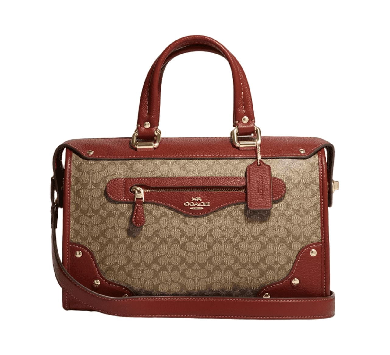 Coach Millie Satchel In Colorblock Signature Canvas (Gold/Khaki ...