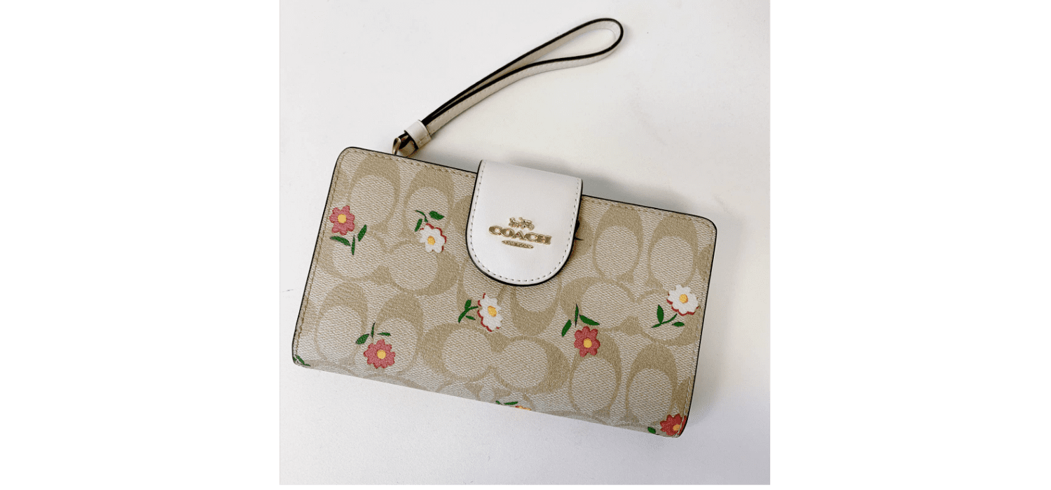 Coach Wristlet Phone Wallet in Signature Canvas with Nostalgic Ditsy ...