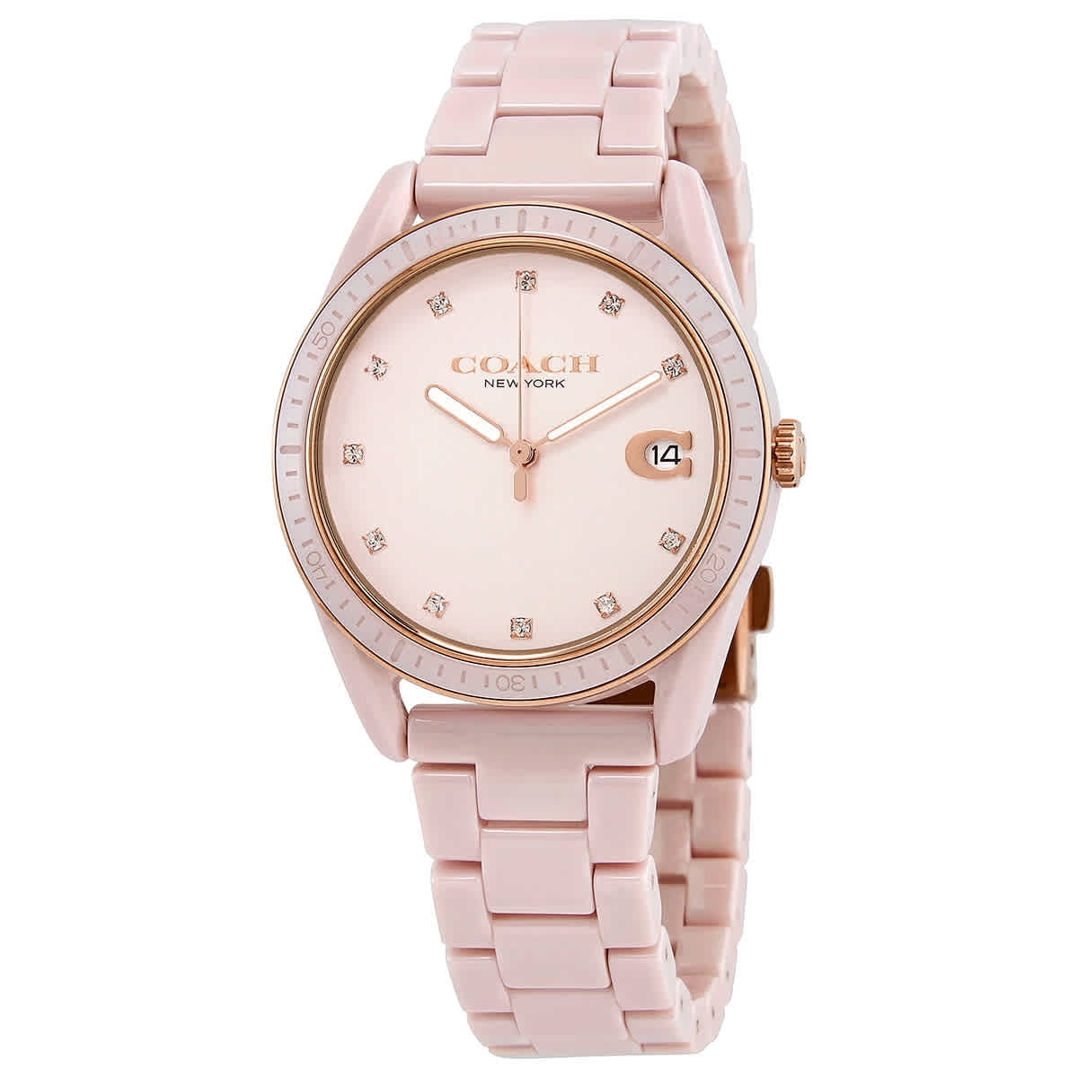 Coach Preston Quartz Crystal Blush Pink Dial Ladies Watch 14503264 ...