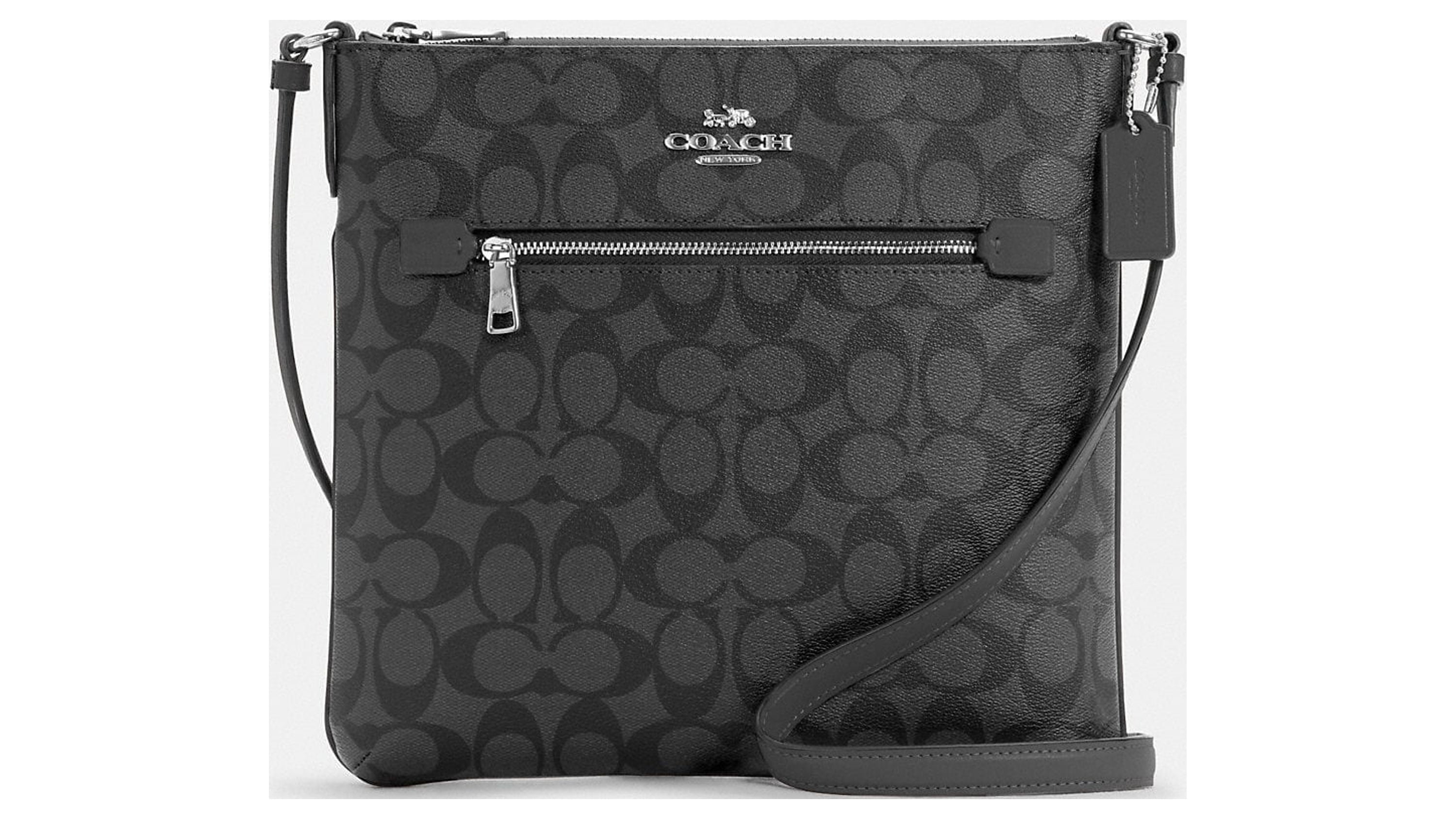 Coach Rowan File Bag, Signature Canvas, Silver Graphite Black, Designer ...