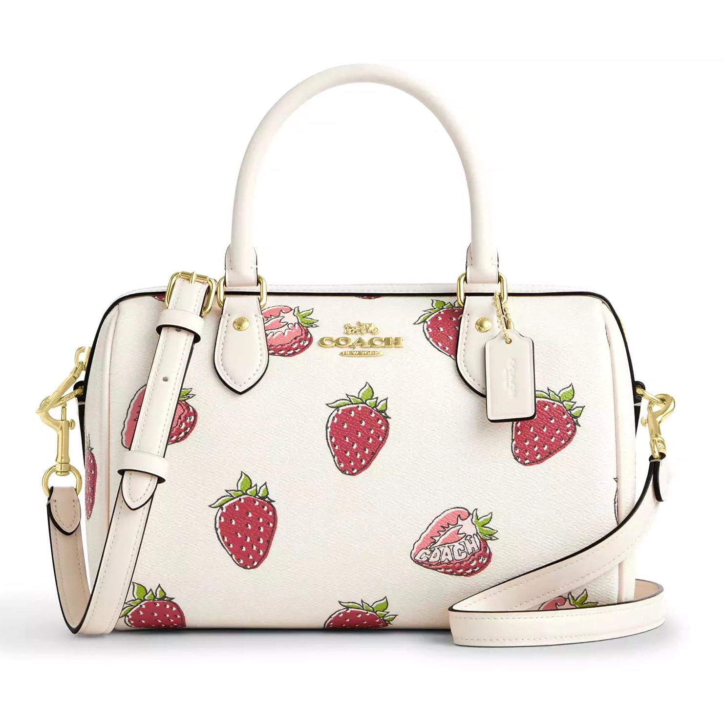 Coach Women's Rowan Zip Satchel Bag in Signature Canvas with Strawberry ...