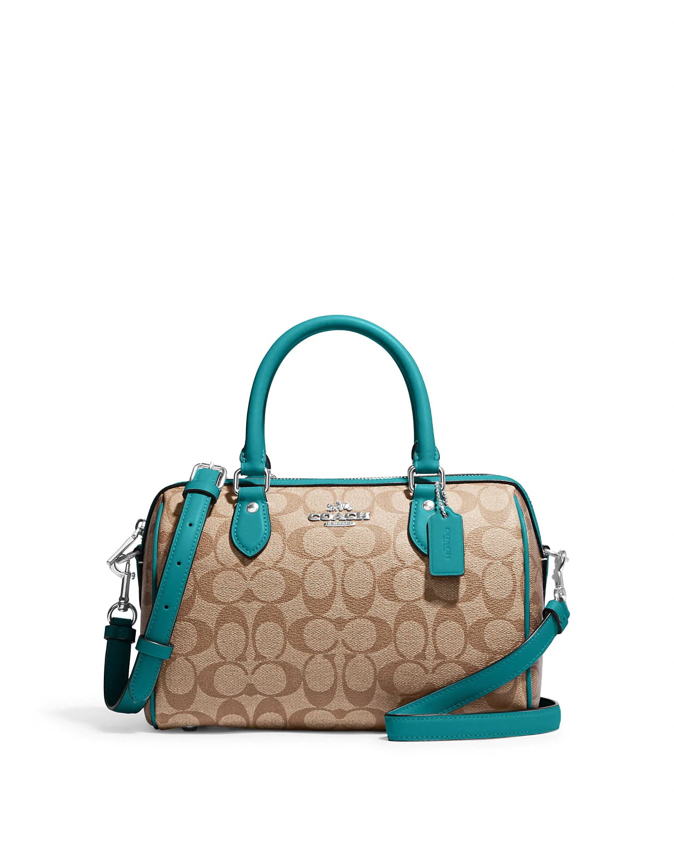 Rowan Satchel In Signature Canvas (Khaki / Teal) - Walmart.com