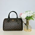 Coach Rowan Satchel Signature Canvas Handbag, Crossbody Purse in Brown Black - Walmart.com