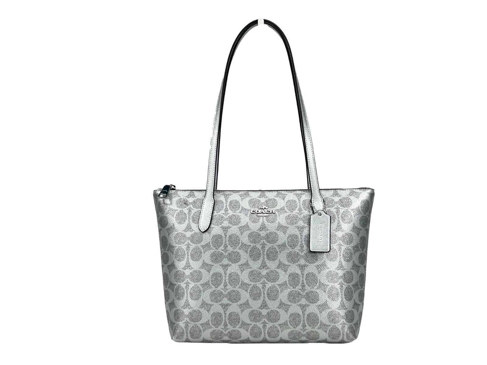 Coach Women's Fiona Small Zip Tote Bag in Signature Canvas (Gray ...