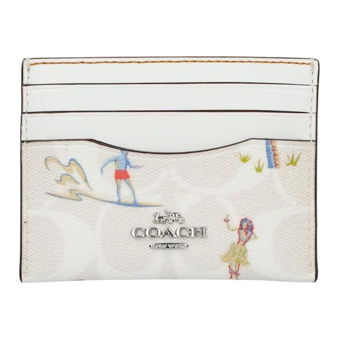 Coach Slim Id Card Case In Signature Canvas With Hula Print (Chalk ...
