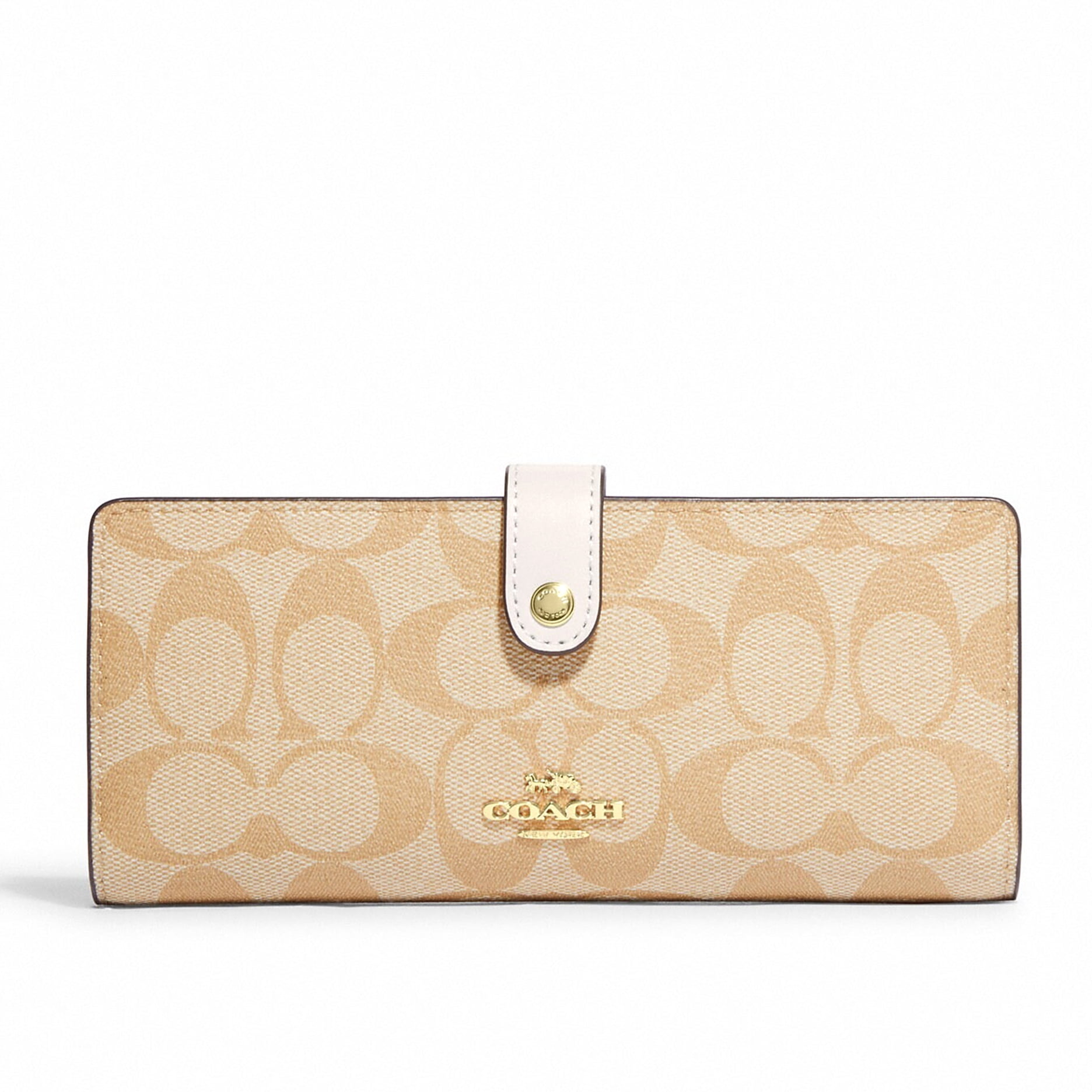 Coach Women's Slim Leather Wallet In Signature Canvas (Light Khaki ...
