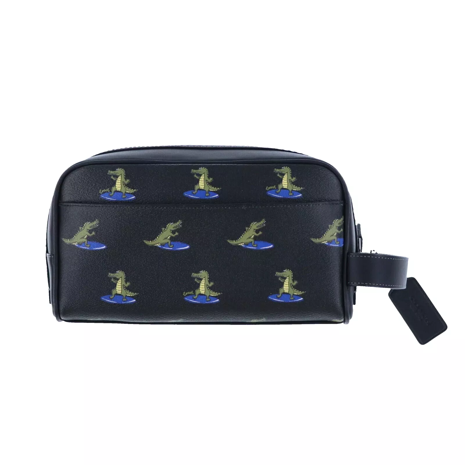 Coach Small Travel Kit Purse Bag Surfing Bag Charm Zip Black Crocodile ...
