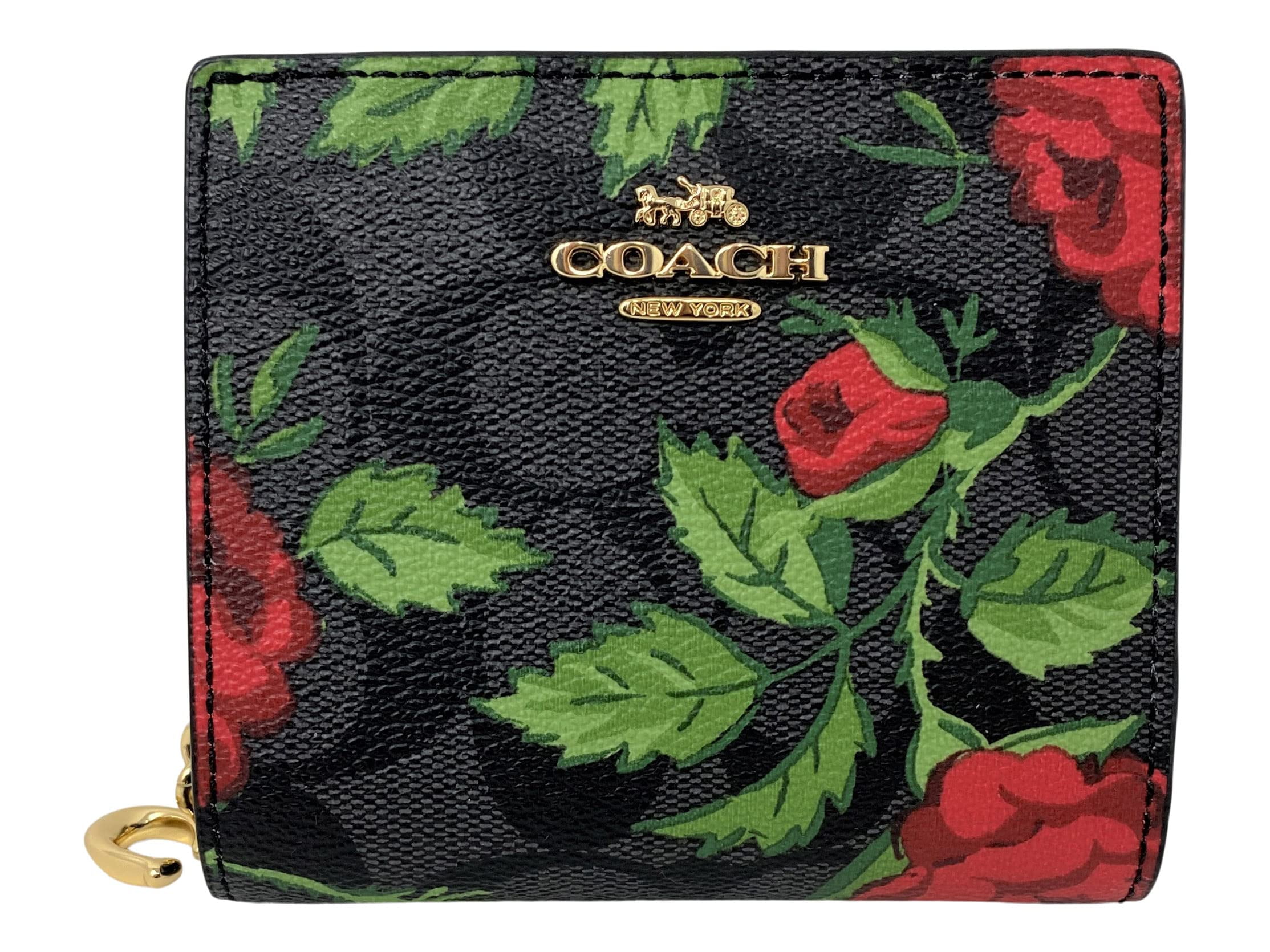Coach Snap Wallet In Signature Canvas With Fairytale Rose Print ...
